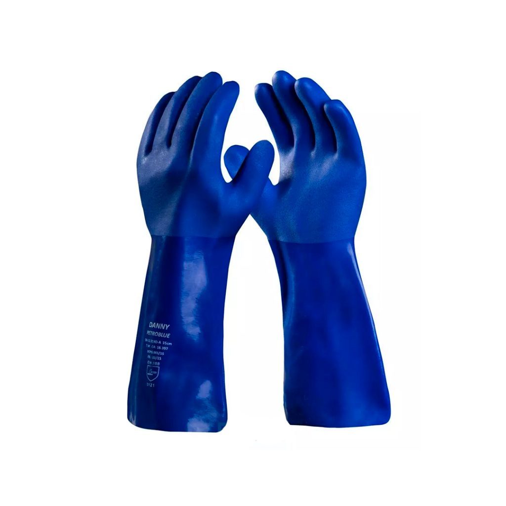 LUVA DANNY PETROBLUE TEMP250º PVC AZUL - CA 38792 - UNIFRAN