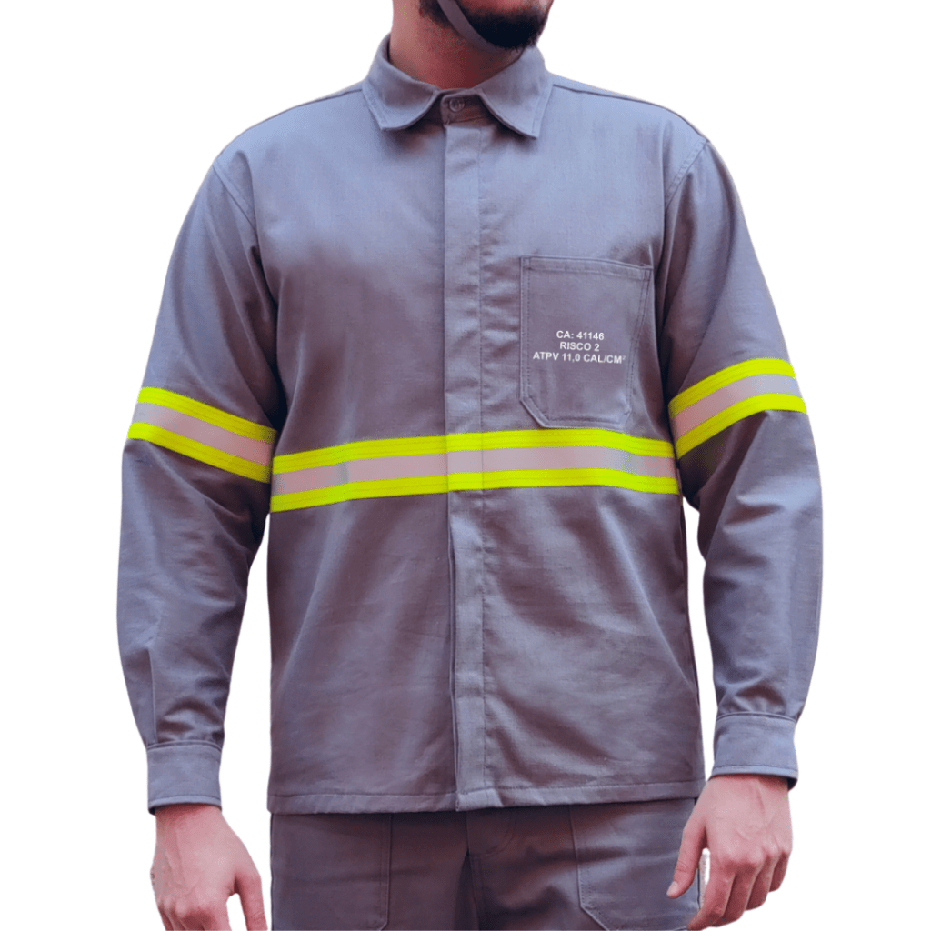CAMISA NR10 CINZA COM FAIXA REFLETIVA - UNIFRAN