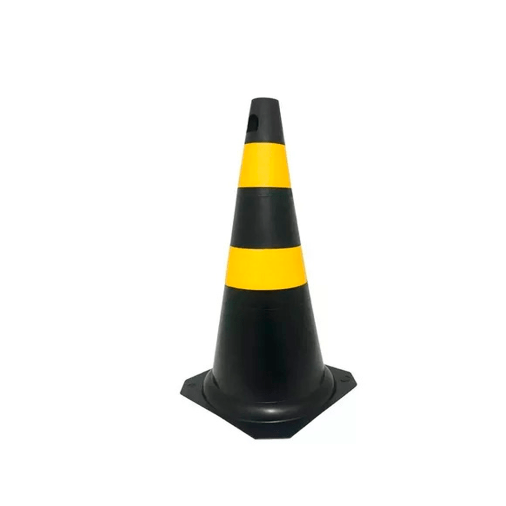CONE DE PVC PRETO E AMARELO 75CM - UNIFRAN